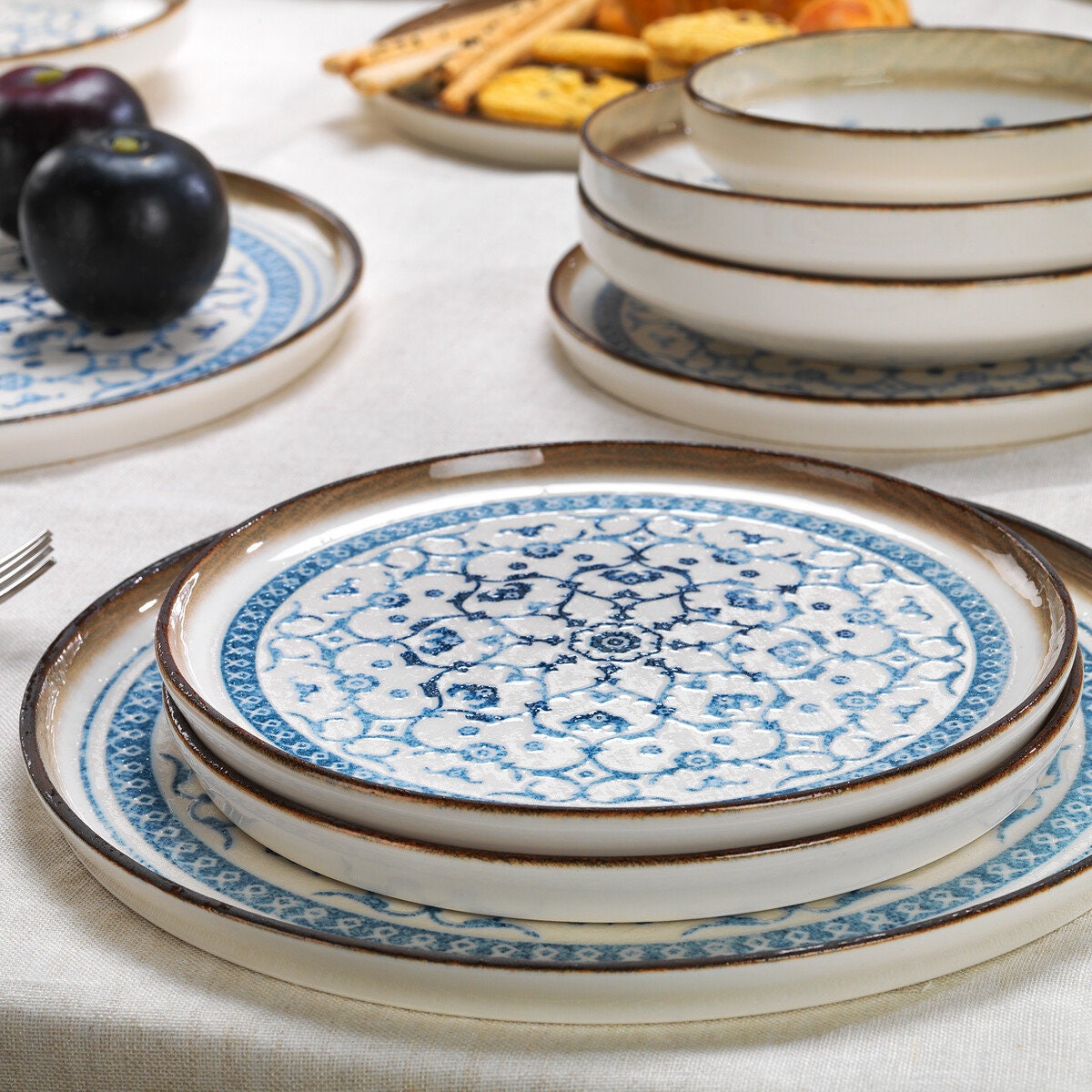 Handmade Blue White Porcelain Dinnerware Set - Etsy