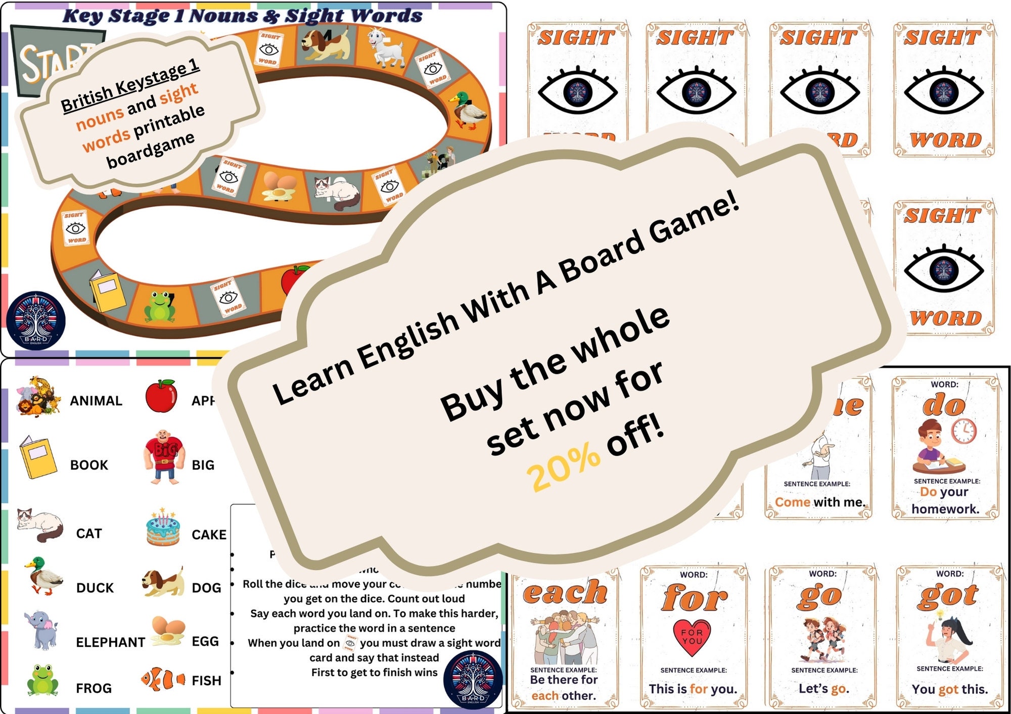 Learn English Boardgame + Free Surprise! - British Keystage 1 ...