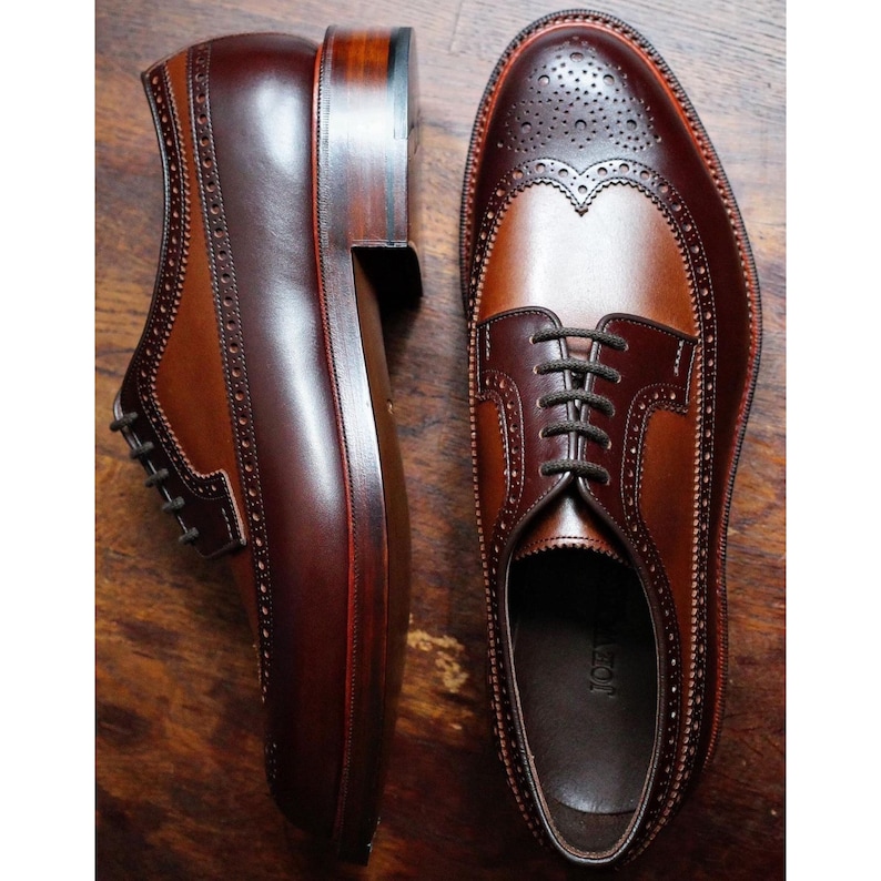 Buy New Men's Fashion Bespoke Premium Leather Burgundy Oxford Wingtip ...