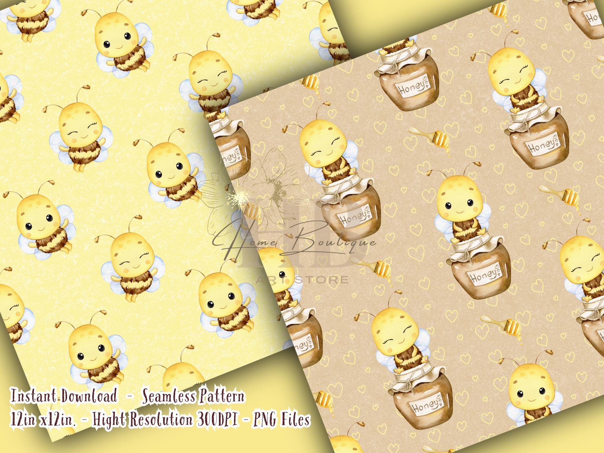 Watercolor Bumble Bee Digital Paper Pack Bee Ladybug Seamless Pattern ...