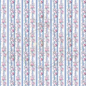 Blue Stripe Seamless Pattern Pink Floral Digital Paper Wallpaper ...