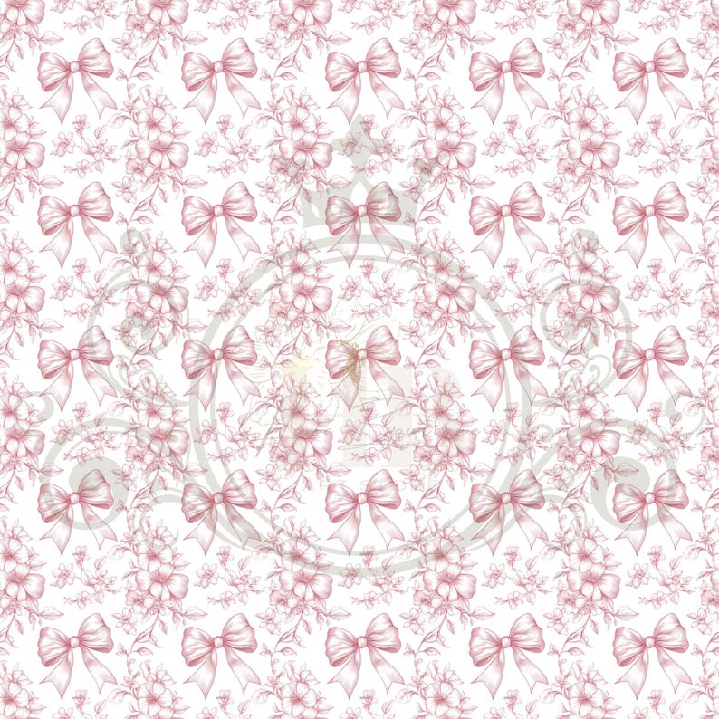 Pink Toile Coquette Seamless Patterns Bows Digital Paper Wallpaper ...
