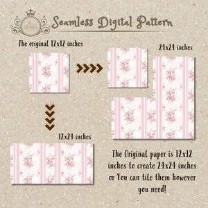 Valentines Roses Stripe Seamless Pattern Roses Watercolor Digital Paper ...