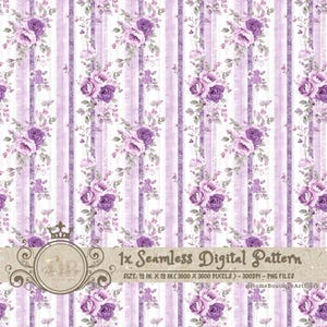 Purple Stripe Seamless Pattern Purple Floral Digital Paper Wallpaper ...