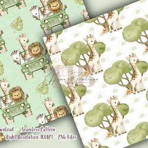 Safari Animals Digital Paper Pack Watercolor Animal Seamless Pattern ...