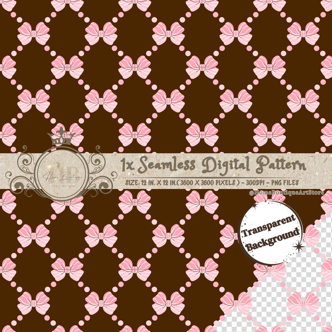Pink Coquette Bows Seamless Pattern Trellis Dots Seamless Paper Pink ...