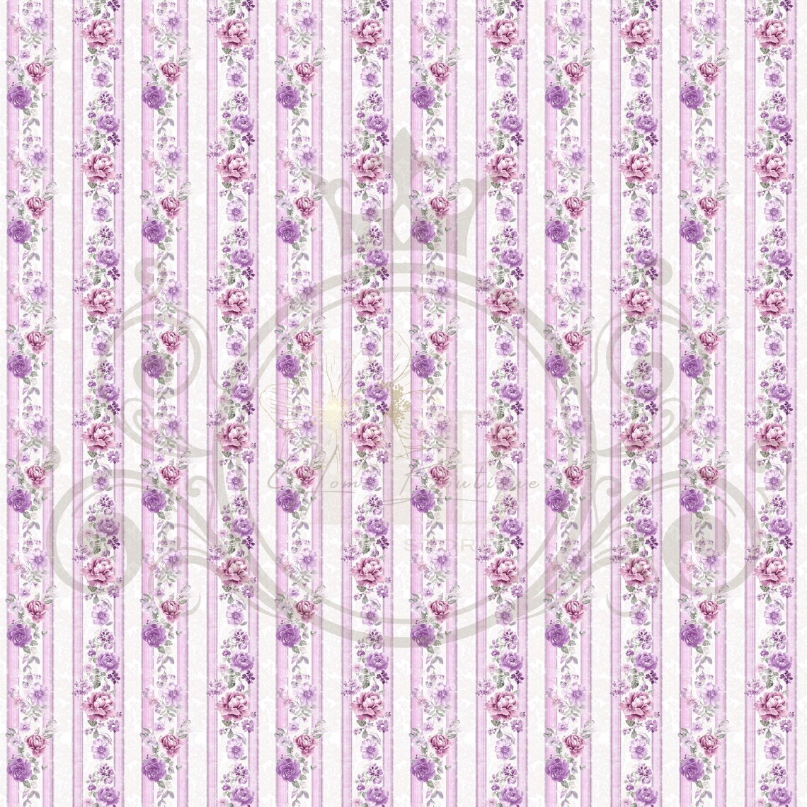 Purple Stripe Seamless Pattern Purple Floral Digital Paper Wallpaper ...