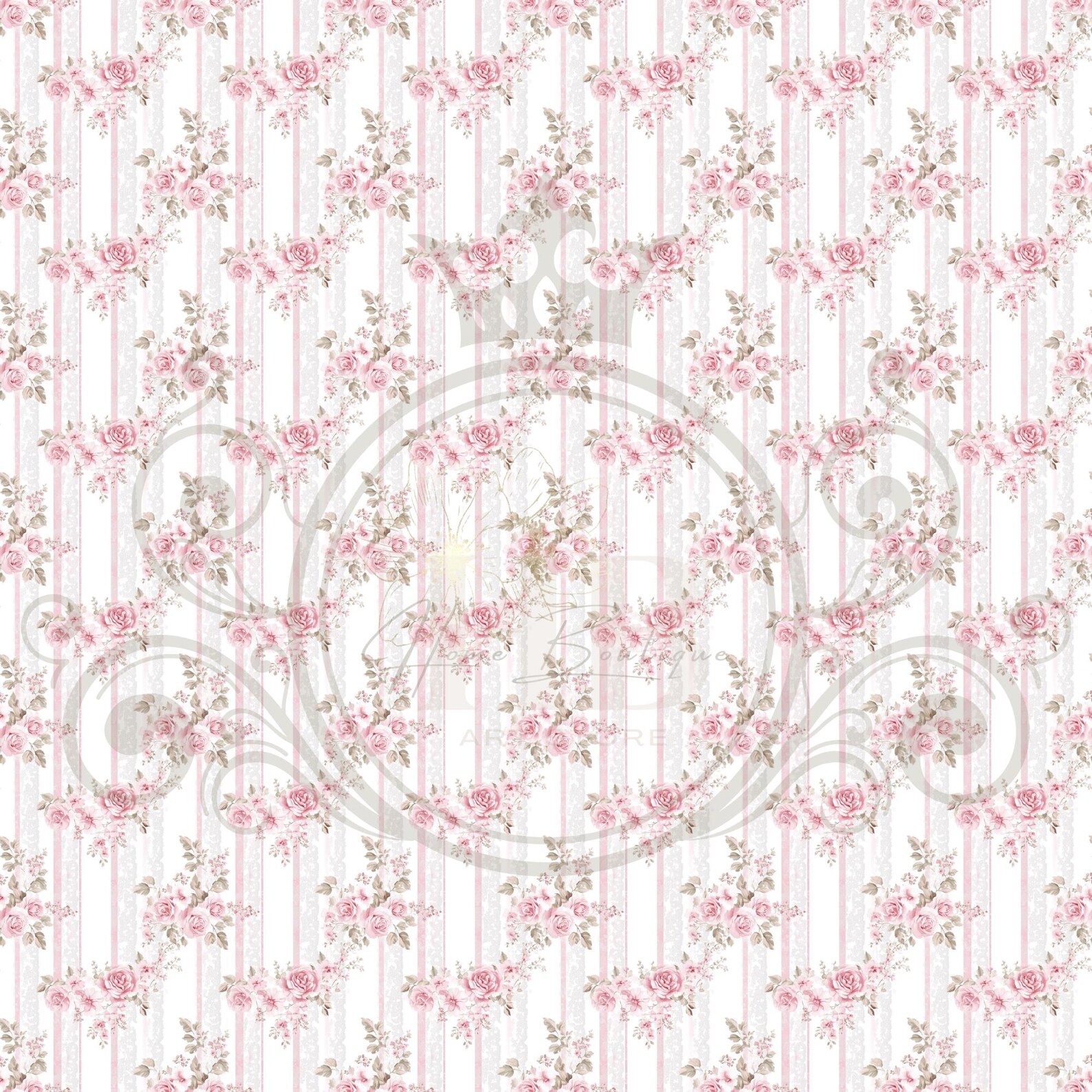 Pink Floral Stripe Seamless Pattern Baby Pink Digital Paper Wallpaper ...