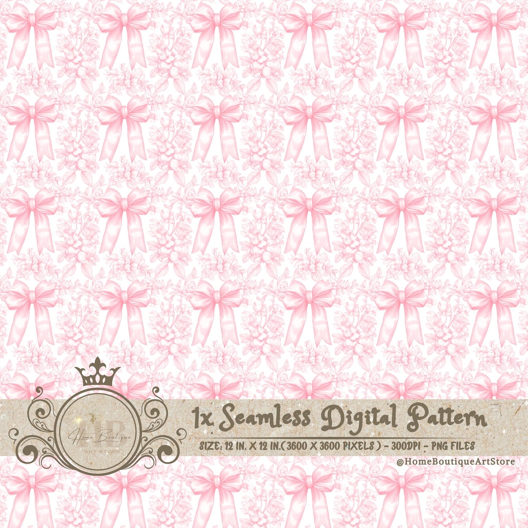 Pink Toile Coquette Seamless Patterns Bows Digital Paper Wallpaper ...