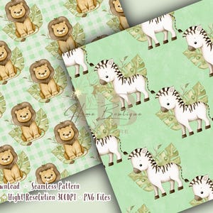 Safari Animals Digital Paper Pack Watercolor Animal Seamless Pattern ...
