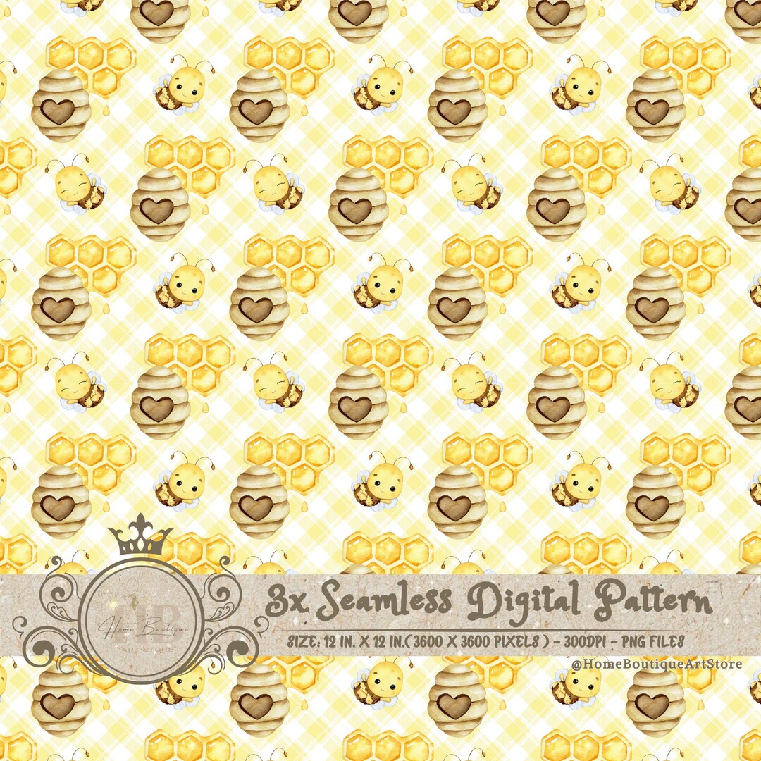Watercolor Bumble Bee Digital Paper Bee Ladybug Seamless Pattern Bee ...