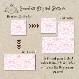 Pink Toile Coquette Seamless Patterns Bows Digital Paper Wallpaper ...