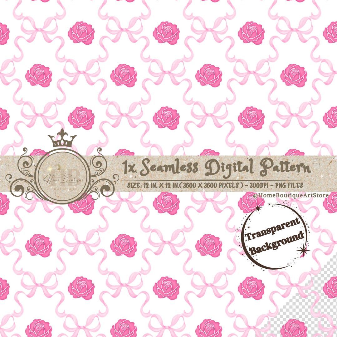 Coquette Bows Roses Seamless Pattern Pink Coquette Bows Pattern Pink ...