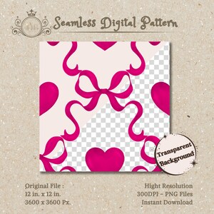 Watercolor Bows and Hearts Seamless Pattern Valentines Digital Paper ...