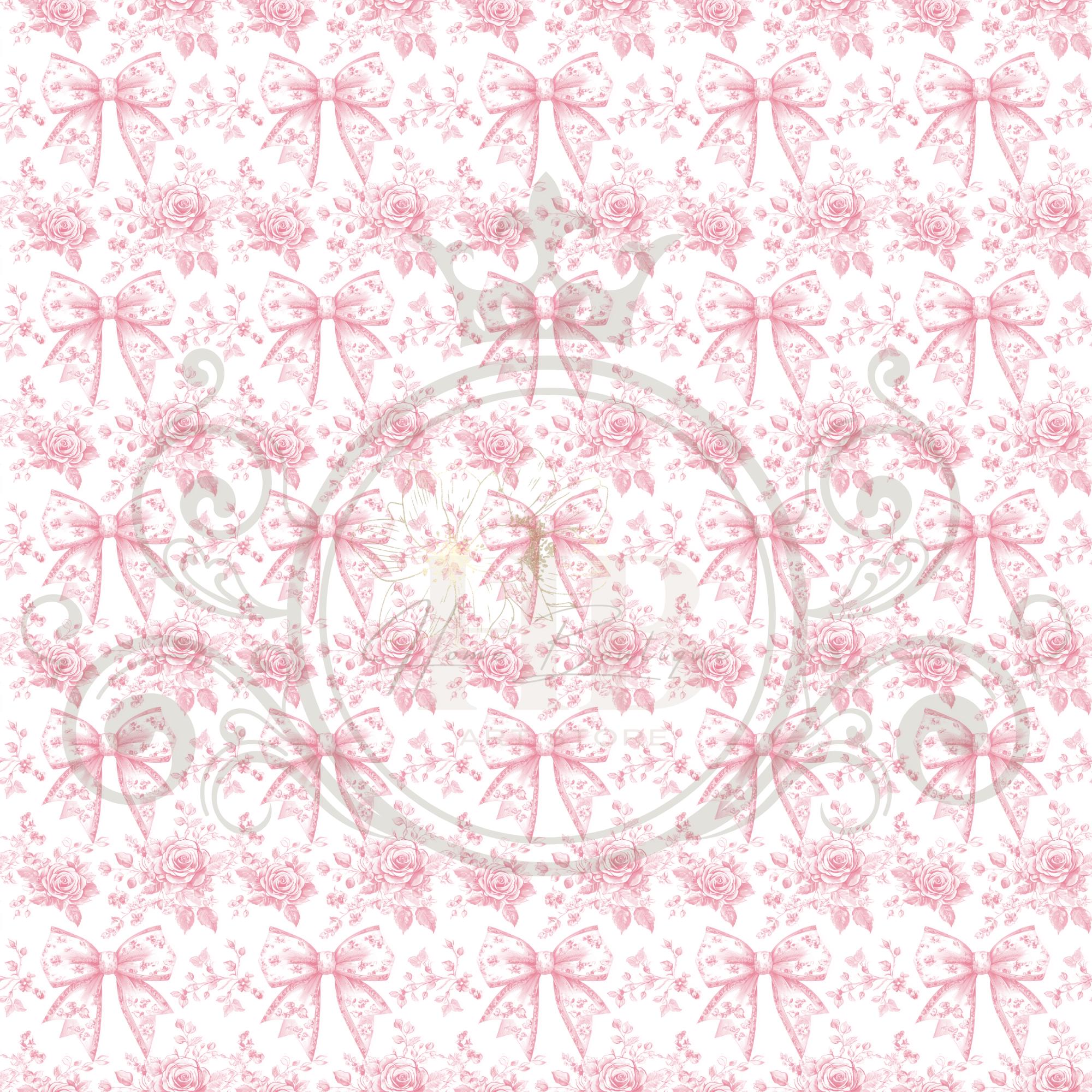 Pink Bows Toile Seamless Patterns Bows Coquette Digital Paper Wallpaper ...