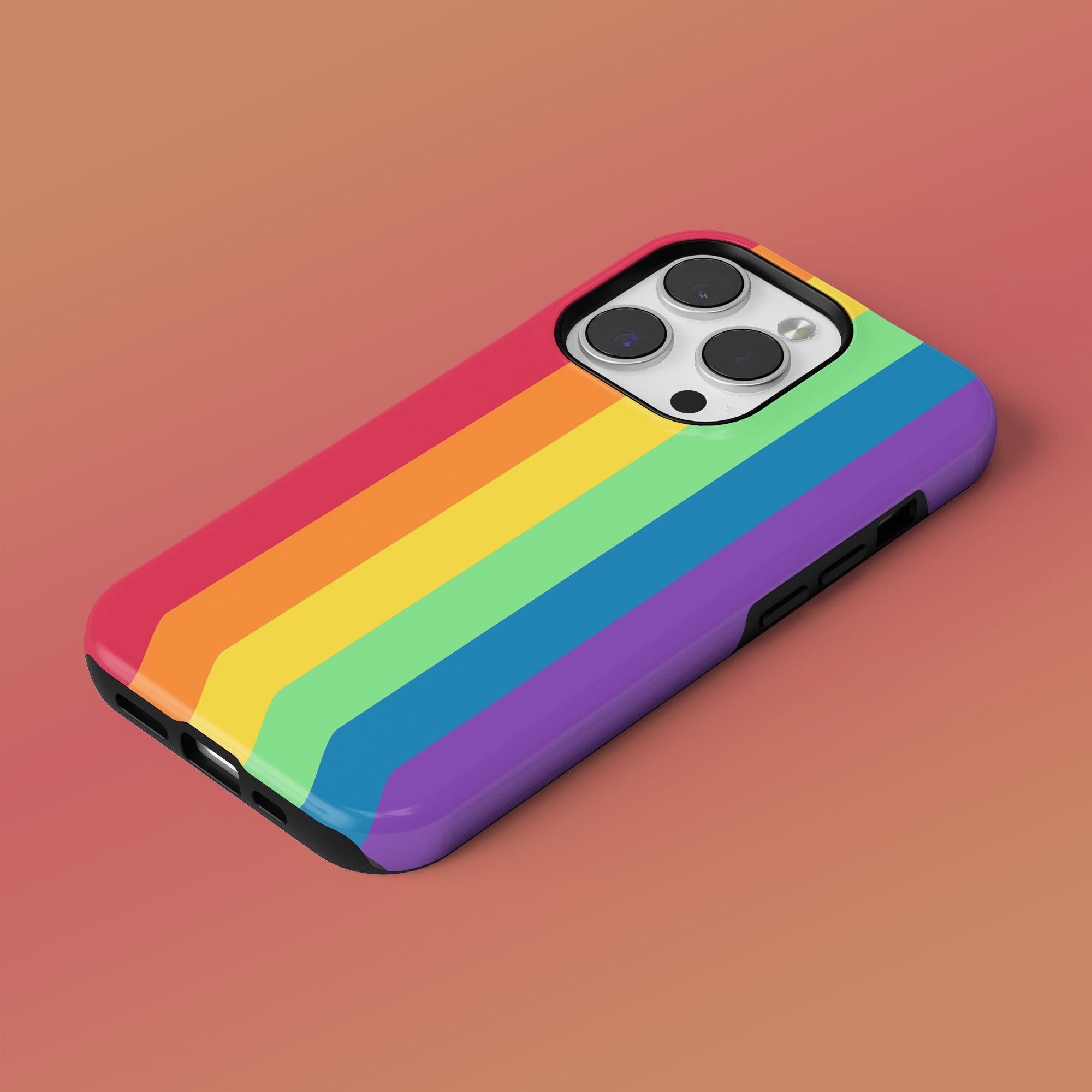 Tough Rainbow Phone Case Self-love Pride Cover for iPhone 15, 14, 13 ...