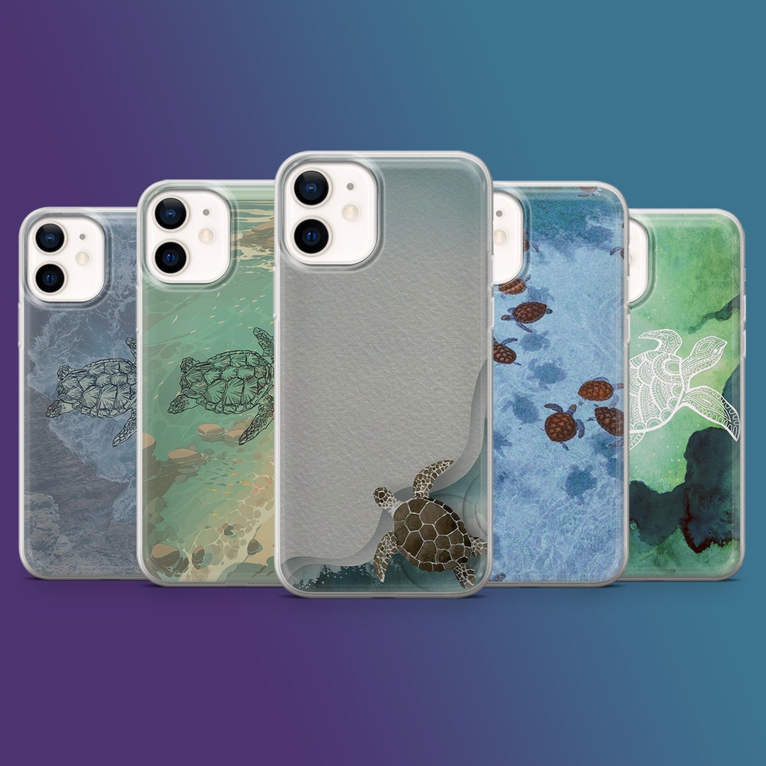 Aquatic Turtle Phone Case Beach Shell Cover for iPhone 15, 14, 13, 12 ...