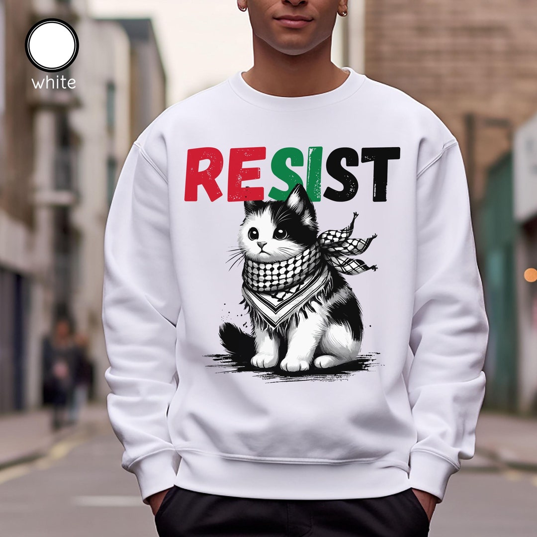 Free Palestine Cat With Keffiyeh Sweatshirt, Palestine Will Be Free ...