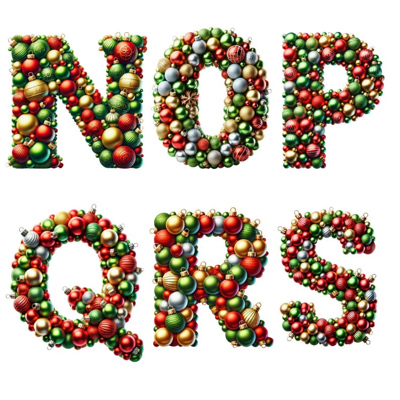 Christmas Ball Alphabet: Holiday Ornament Font (39 PNG) (digital ...
