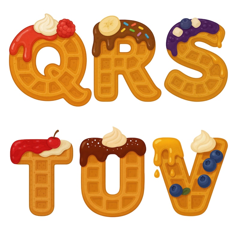 Waffle Alphabet PNG Clipart: Breakfast Font, Letters & Numbers (digital ...