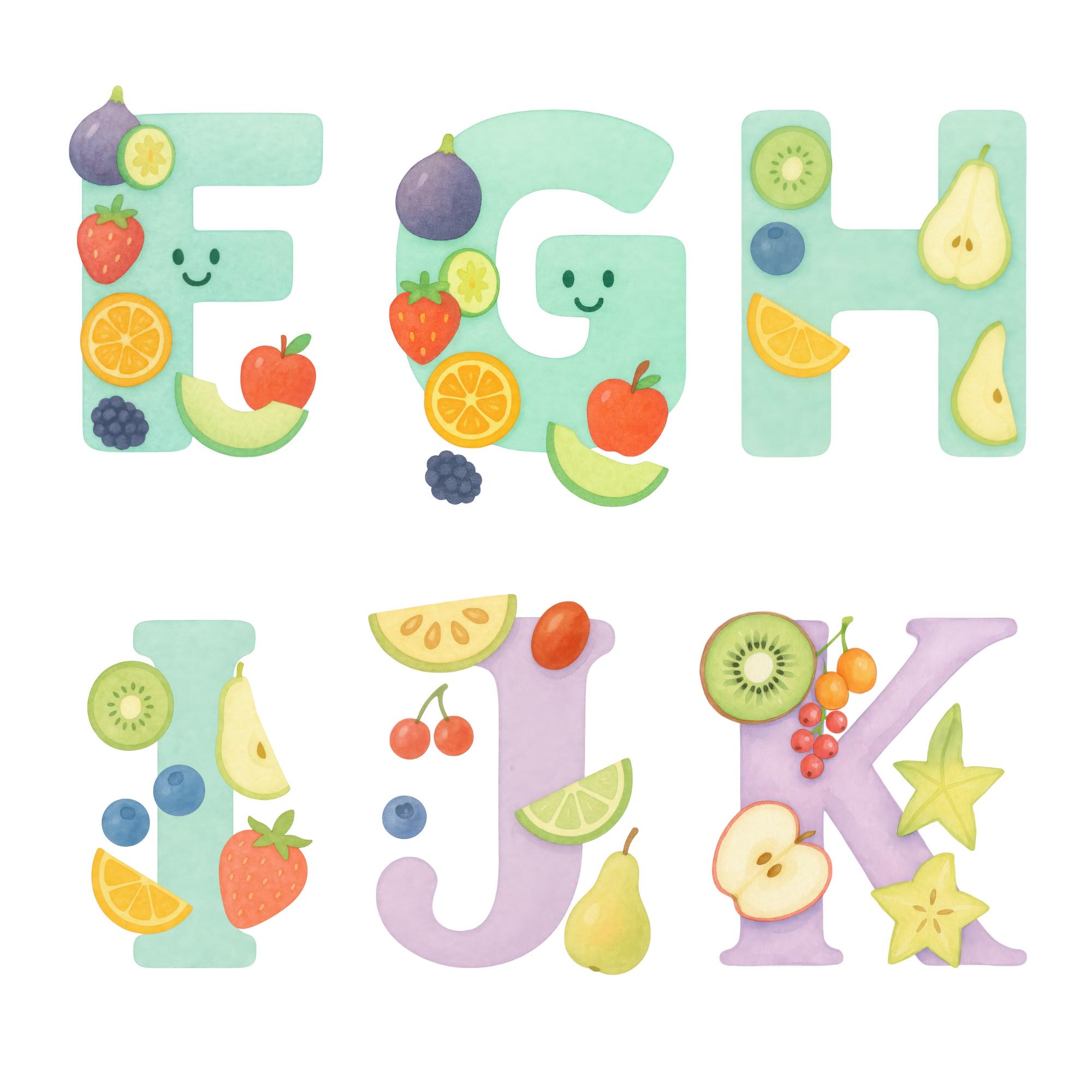 Watercolor Fruit Alphabet Clipart: Kids Classroom Decor (PNG Download ...