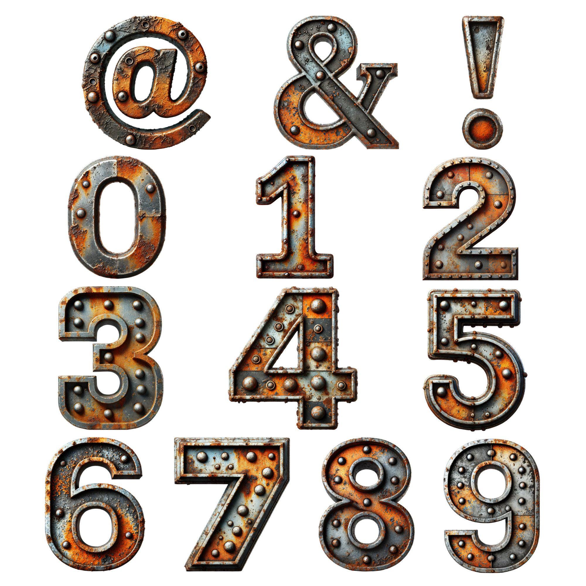 Industrial Steampunk Alphabet: Aged Steel Letters & Numbers PNG (digital Download) - Etsy