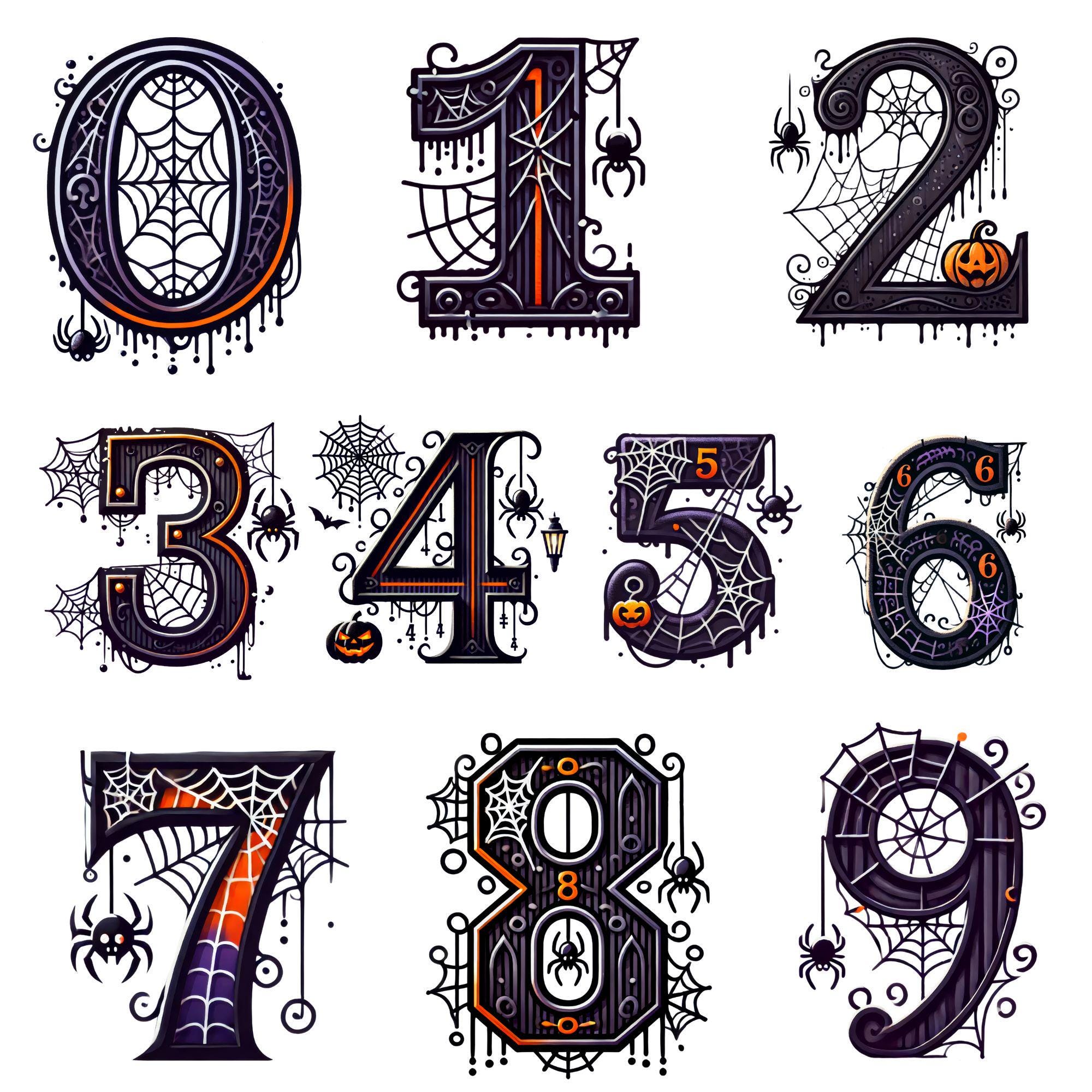Halloween Cobwebs Alphabet | Spooky Letters & Numbers Clipart Set. - Etsy