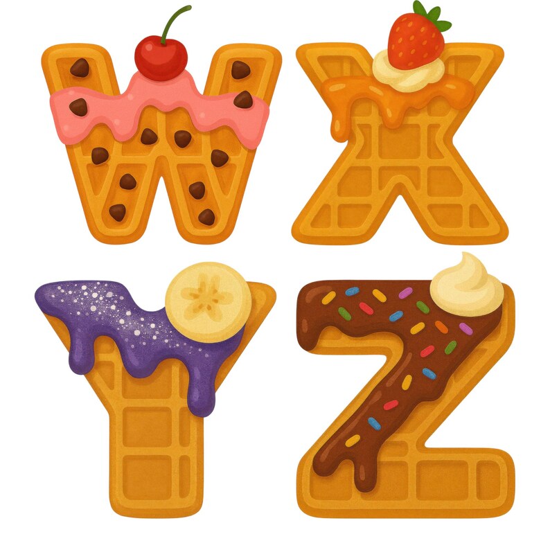 Waffle Alphabet PNG Clipart: Breakfast Font, Letters & Numbers (digital ...