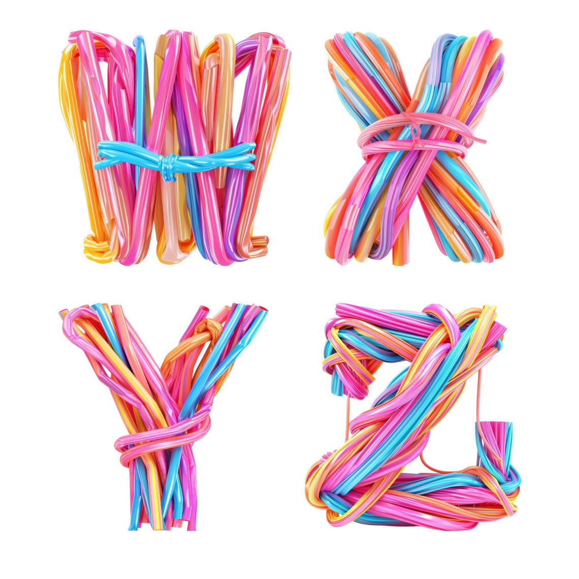Drinking Straw Alphabet PNG Clipart: 3D Letters & Numbers Font (digital ...