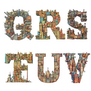 Urban Cityscape Alphabet PNG: High-resolution Building Font (digital ...