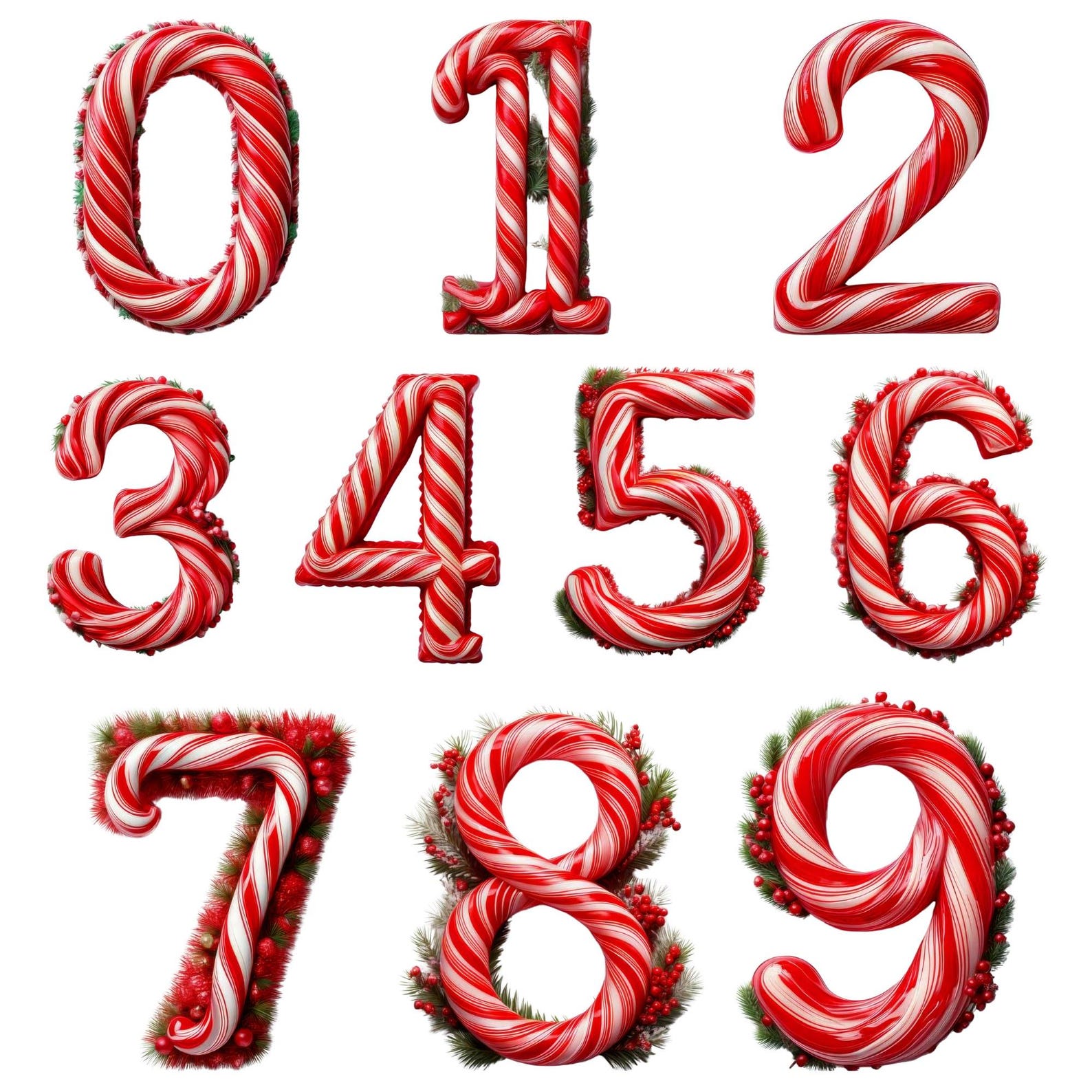 Candy Cane Alphabet Clipart: Festive Christmas PNG Set (digital ...