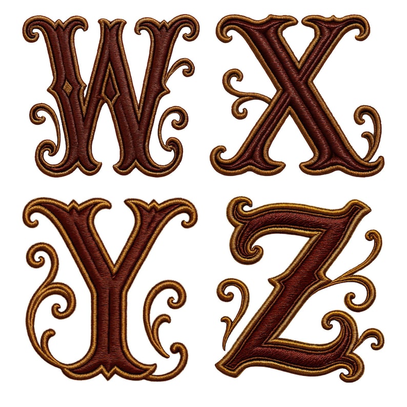 Victorian Scrollwork Embroidered Alphabet PNG | Letters, Numbers ...