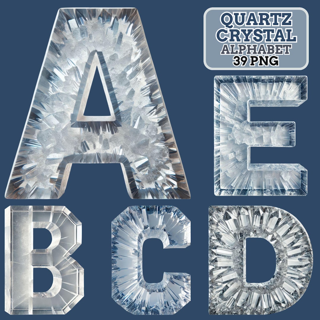 Quartz Crystal Alphabet PNG, Clear Gemstone Letters Numbers Clipart ...