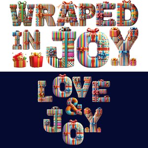 Festive Gift Wrap Alphabet Clipart Bundle – Colorful Wrapped, Christmas ...