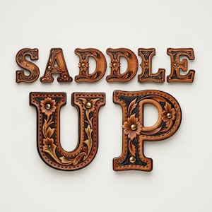 Hand Tooled Western Leather Alphabet PNG Cowboy Letters & Numbers 40 ...