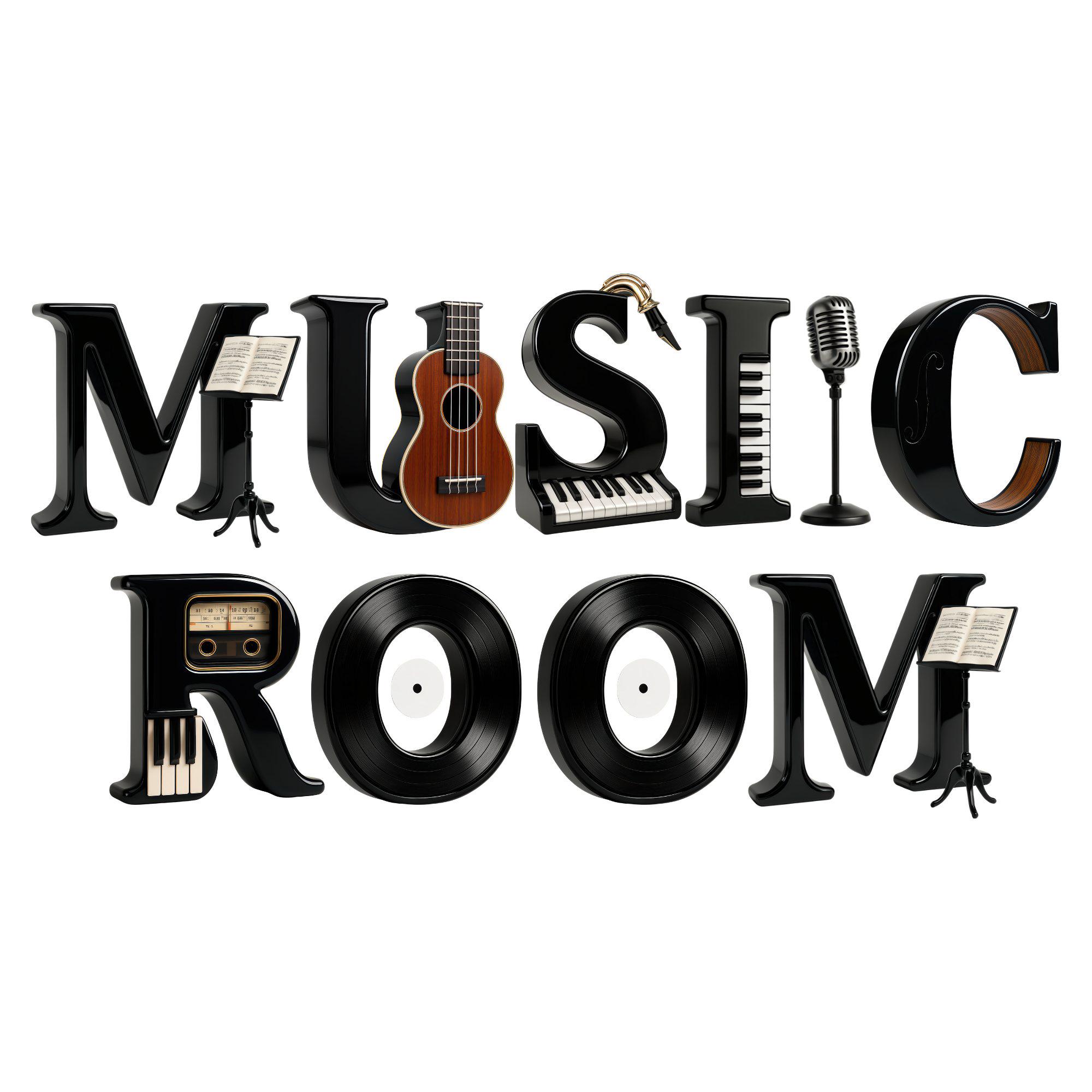 Musician’s Symphony Alphabet PNG | Black Instrument Letters 0–9 ...