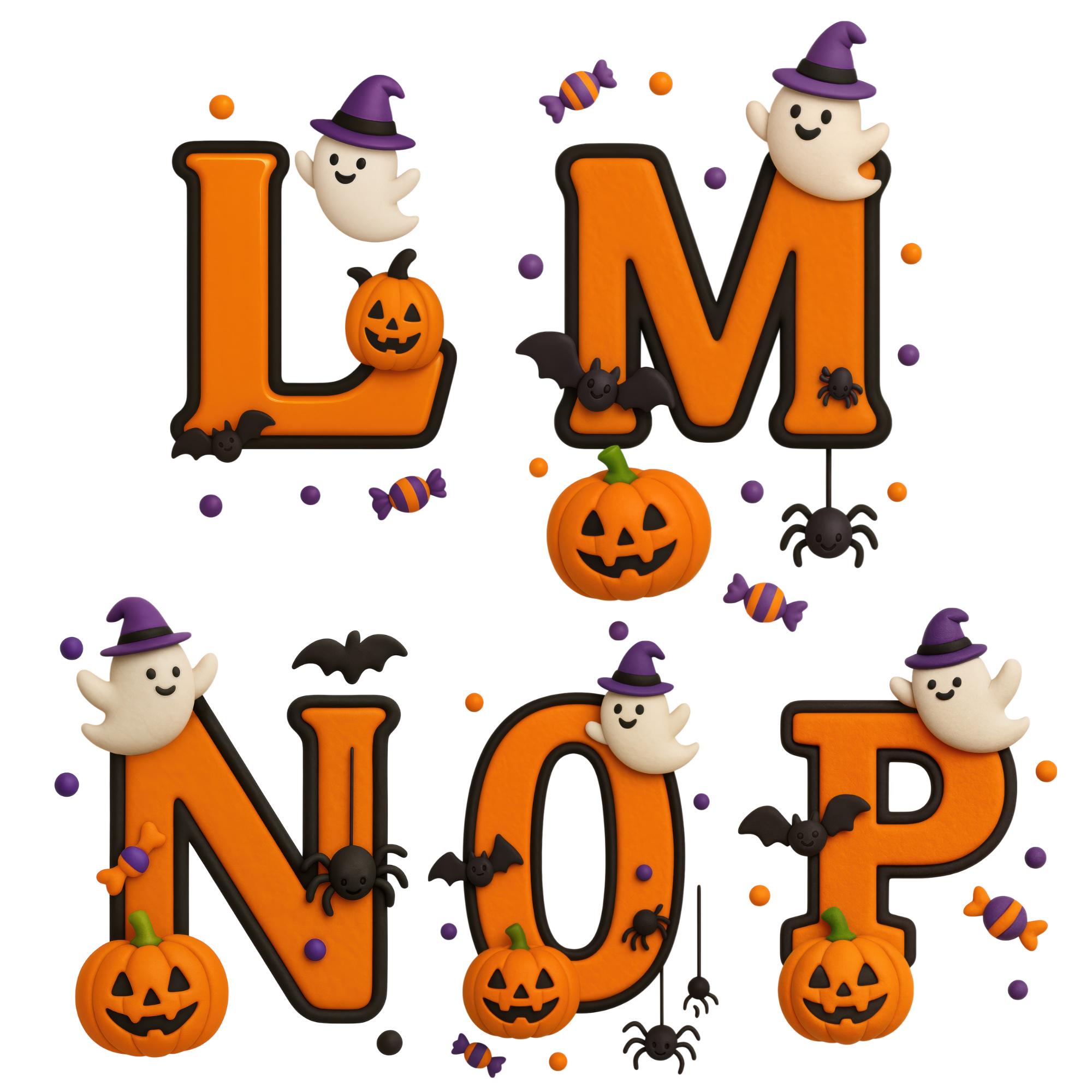 3D Halloween Alphabet PNG Clipart: Pumpkin, Mushroom, Acorn Letters - Etsy