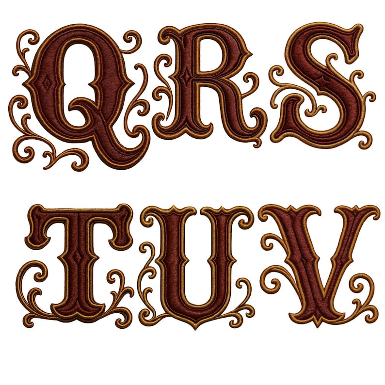 Victorian Scrollwork Embroidered Alphabet PNG | Letters, Numbers ...