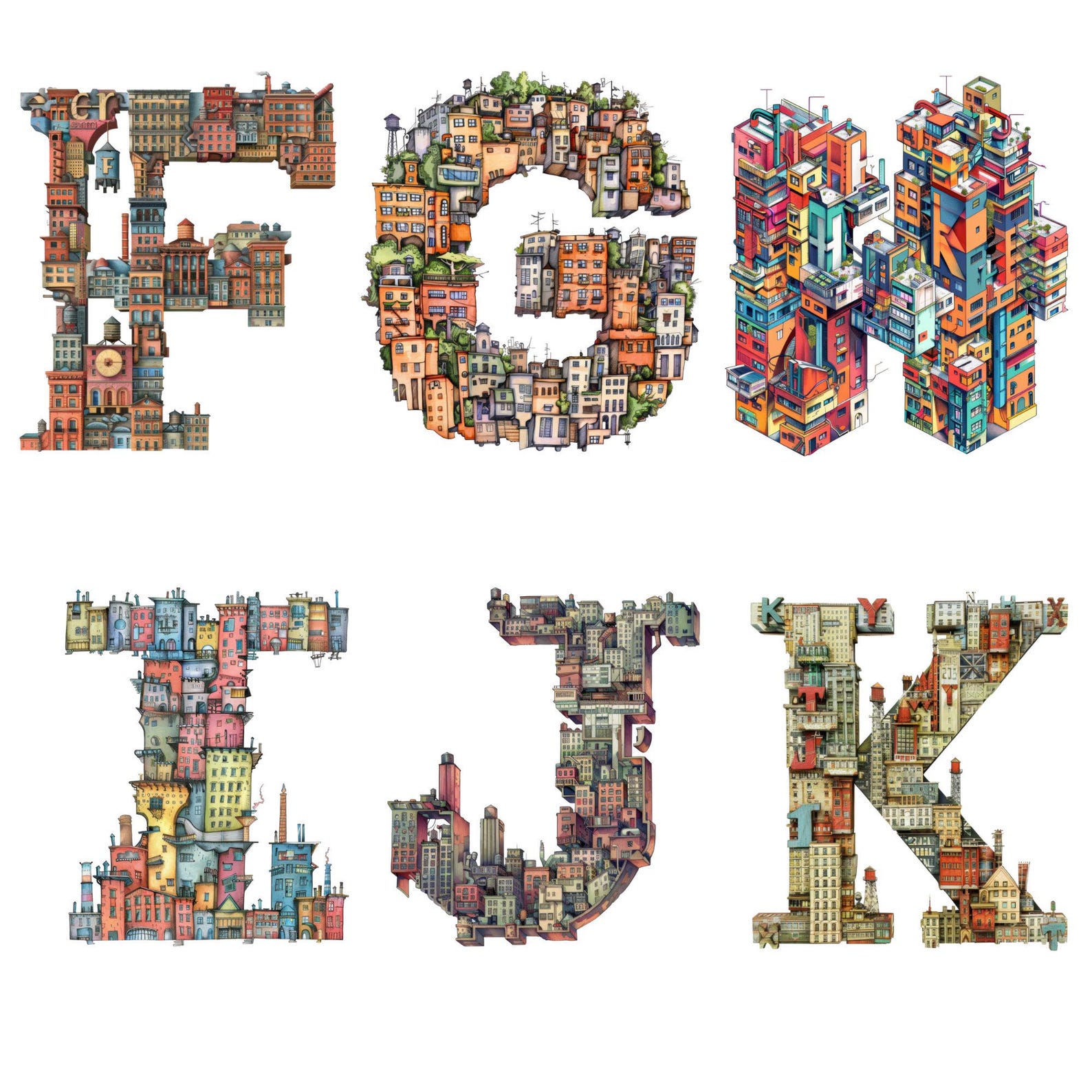 Urban Cityscape Alphabet PNG: High-resolution Building Font (digital ...