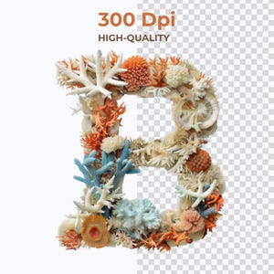 Coralpha Ocean Coral Alphabet PNG Letters and Numbers for Beach Coastal ...