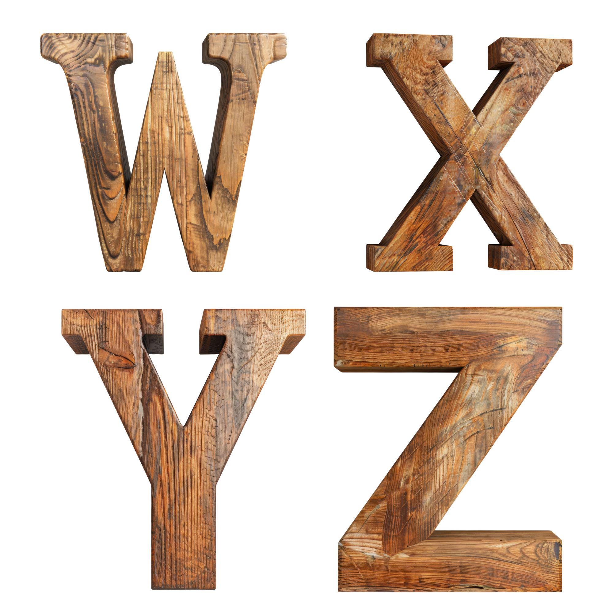 Rustic Wooden Alphabet PNG - 3D Wood Letters Clipart, Farmhouse Font ...