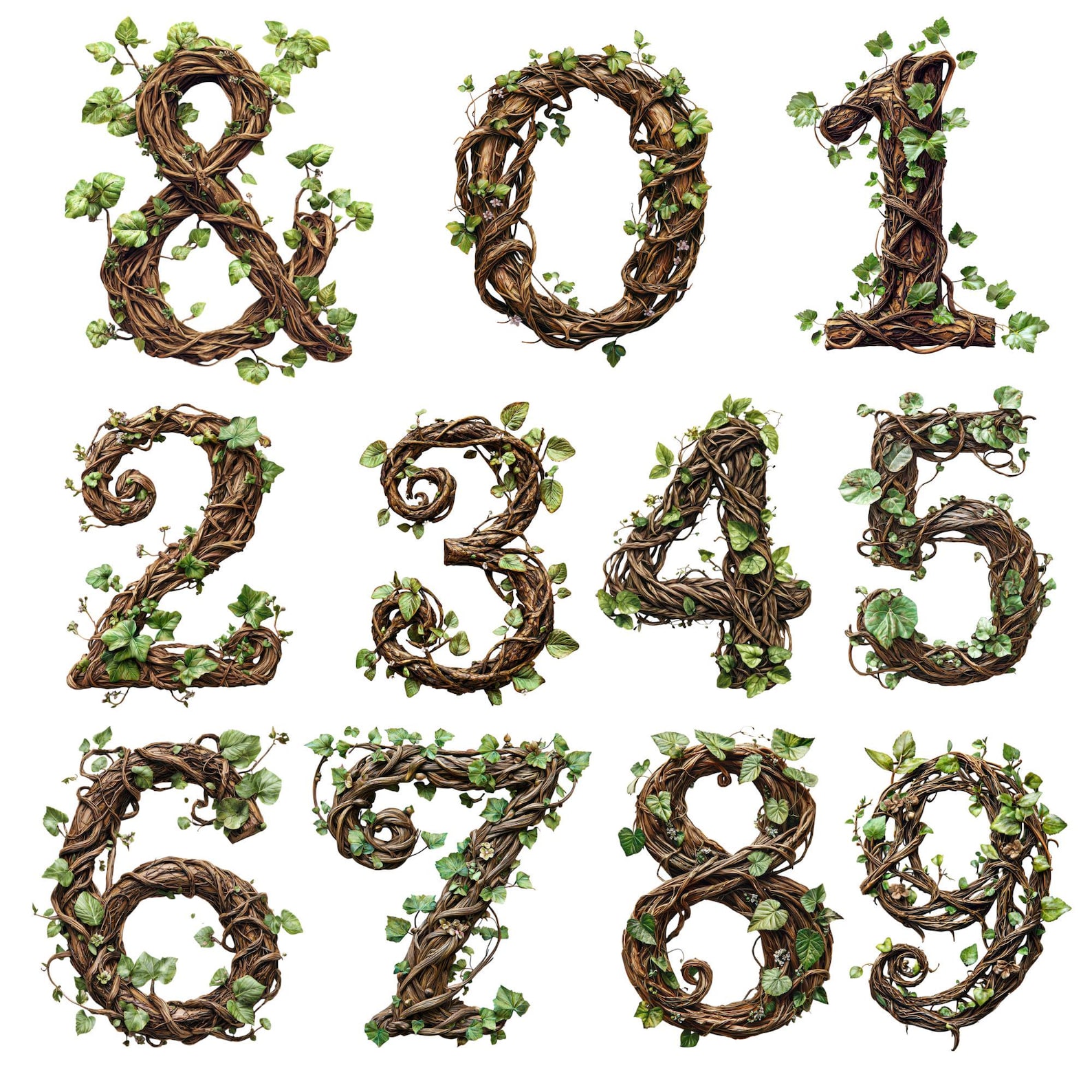 Intertwining Vines Alphabet PNG Letters Nature Font Green Botanical ...