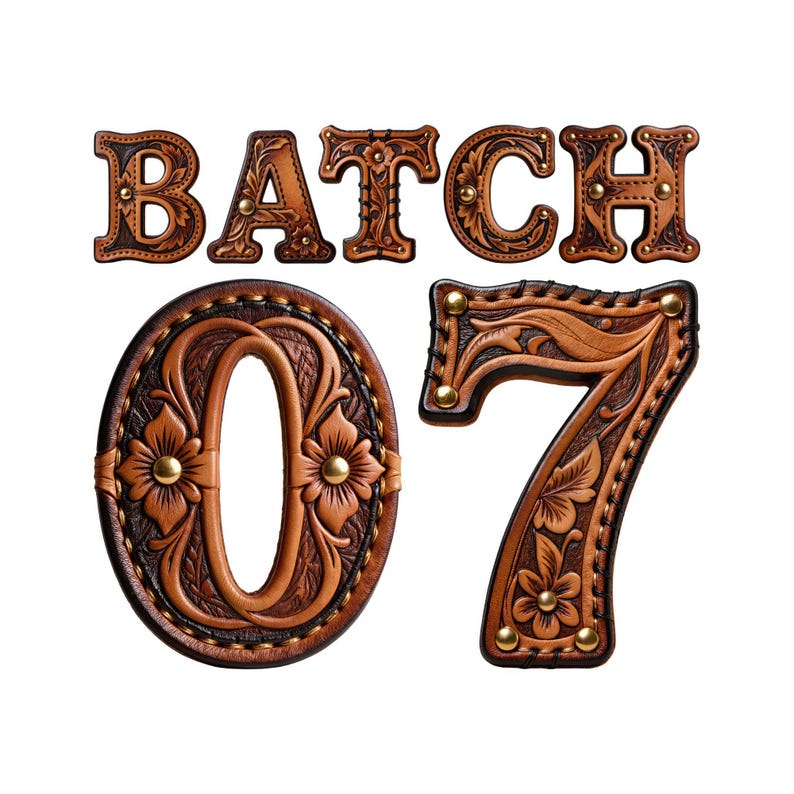 Hand Tooled Western Leather Alphabet PNG Cowboy Letters & Numbers 40 ...