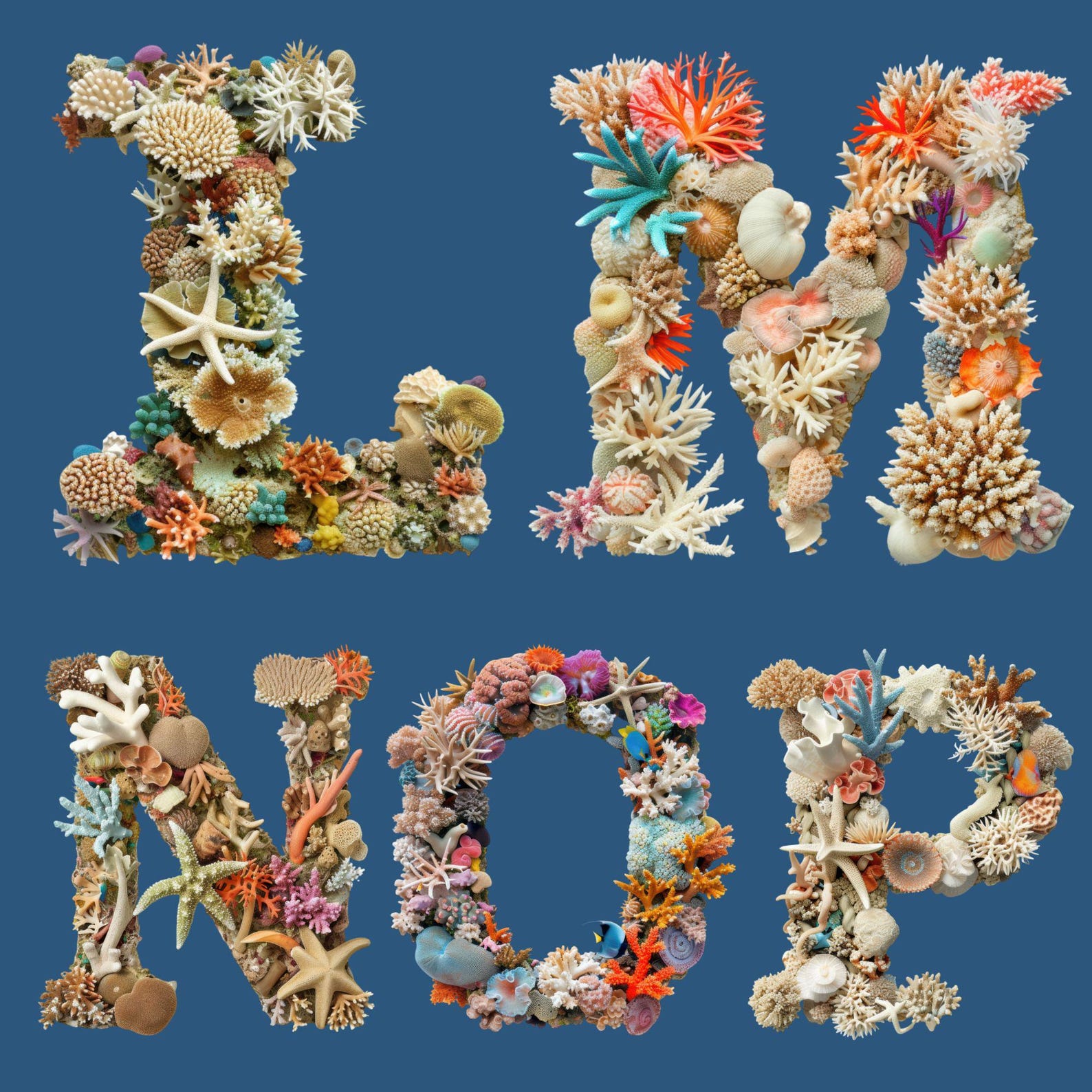 Coralpha Ocean Coral Alphabet PNG Letters and Numbers for Beach Coastal ...