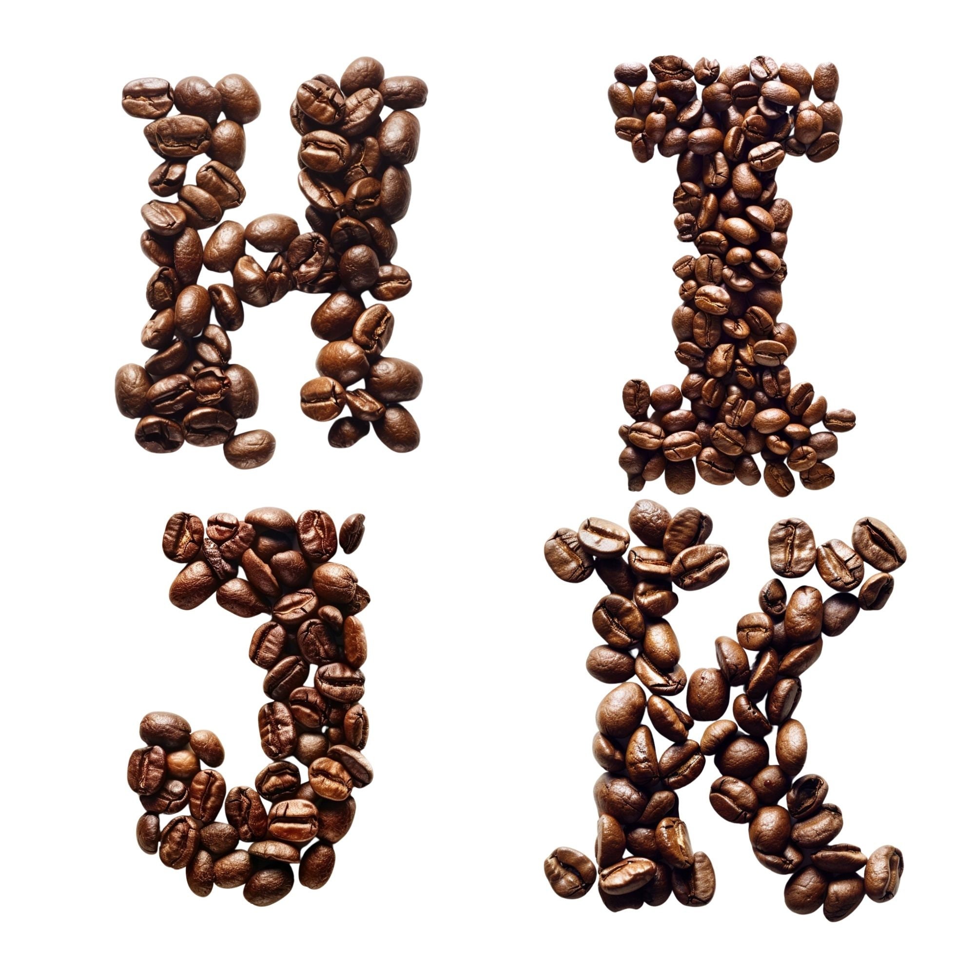 Aromatic Coffee Bean Typography - PNG Letters - Etsy