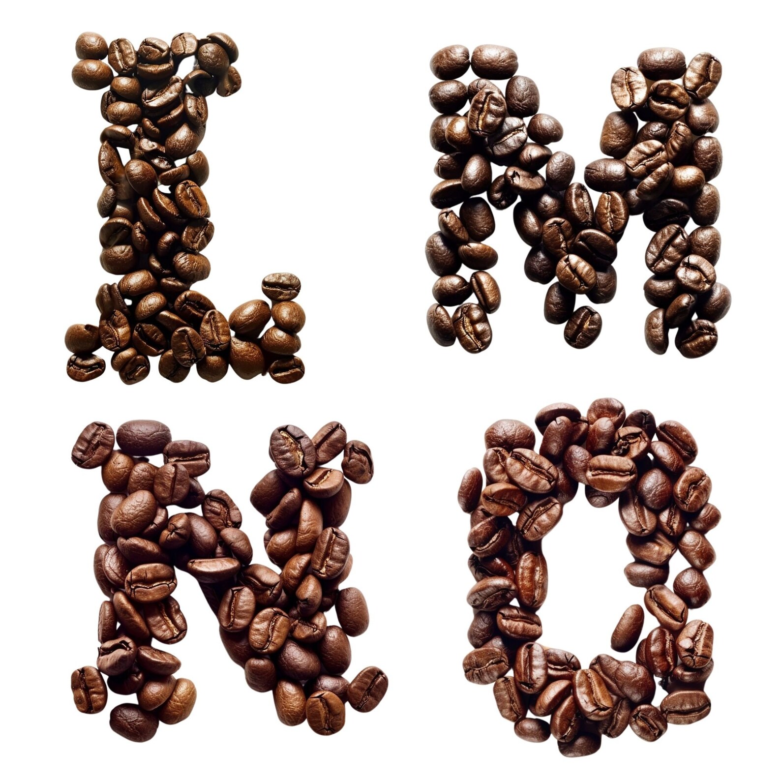Aromatic Coffee Bean Typography - PNG Letters - Etsy UK