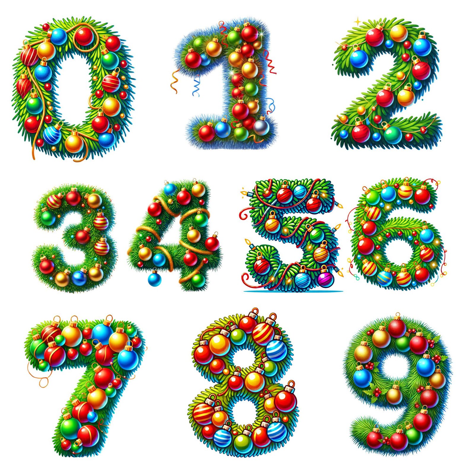 Christmas Baubles and Tinsel Alphabet Clipart, 39 Festive PNG Letters ...