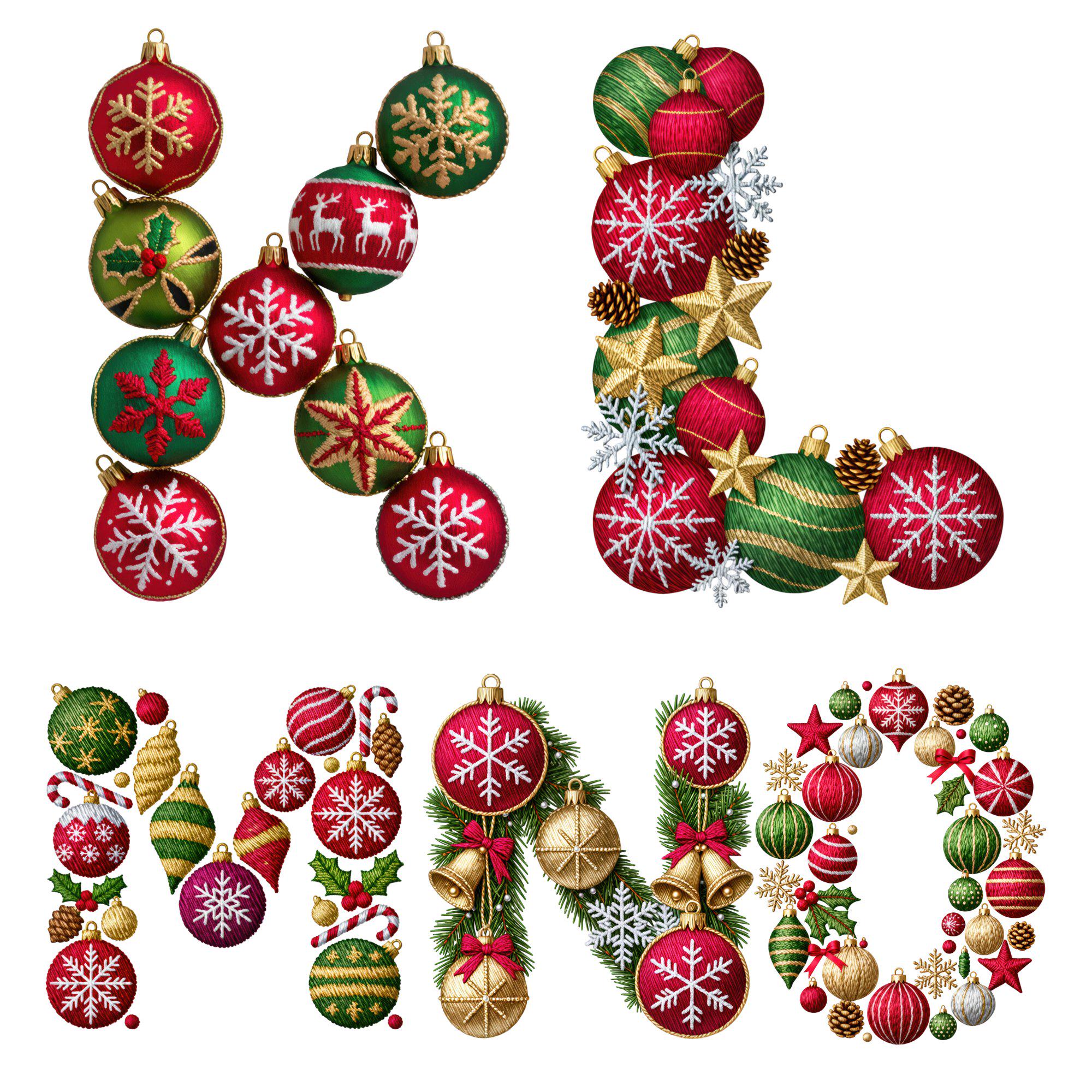 Christmas Ornaments Alphabet PNG: Festive Bauble Letters (instant ...