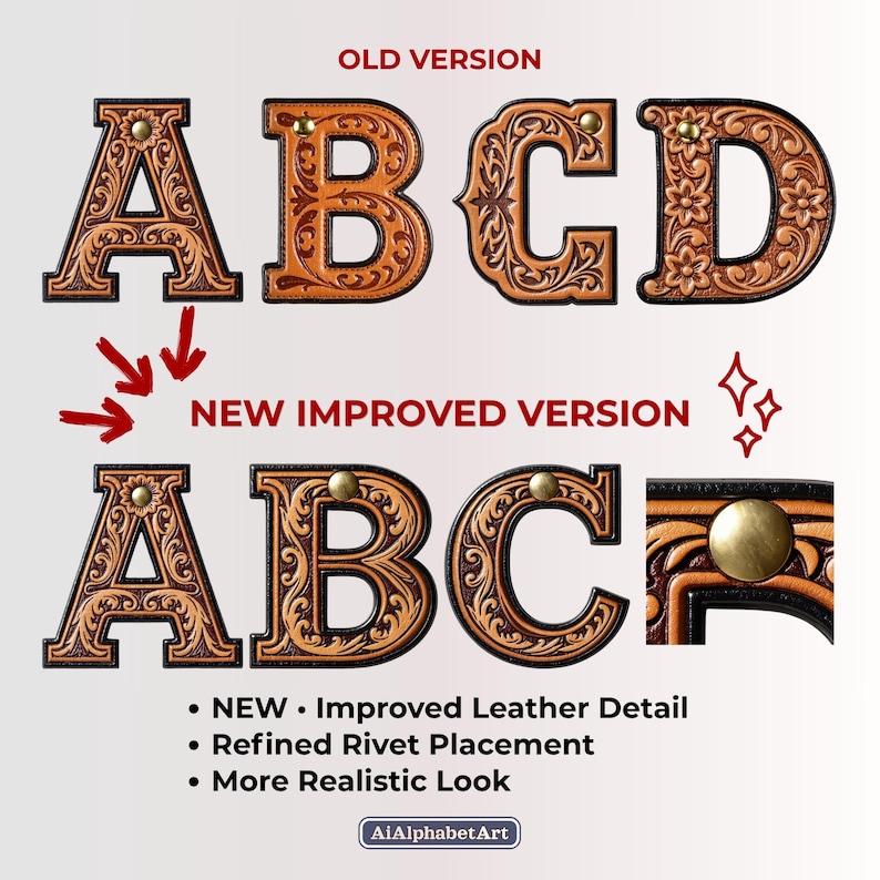 Western Tooled Leather Alphabet PNG, Cowboy Letters, 50 PNG ...