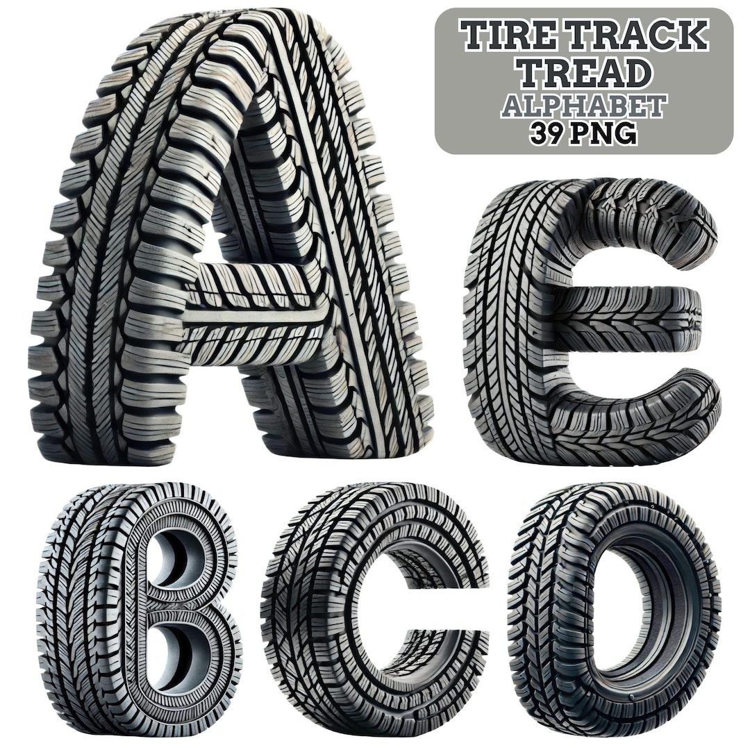 Tire Track Alphabet PNG: Racing Font Clipart (digital Download, Canva ...